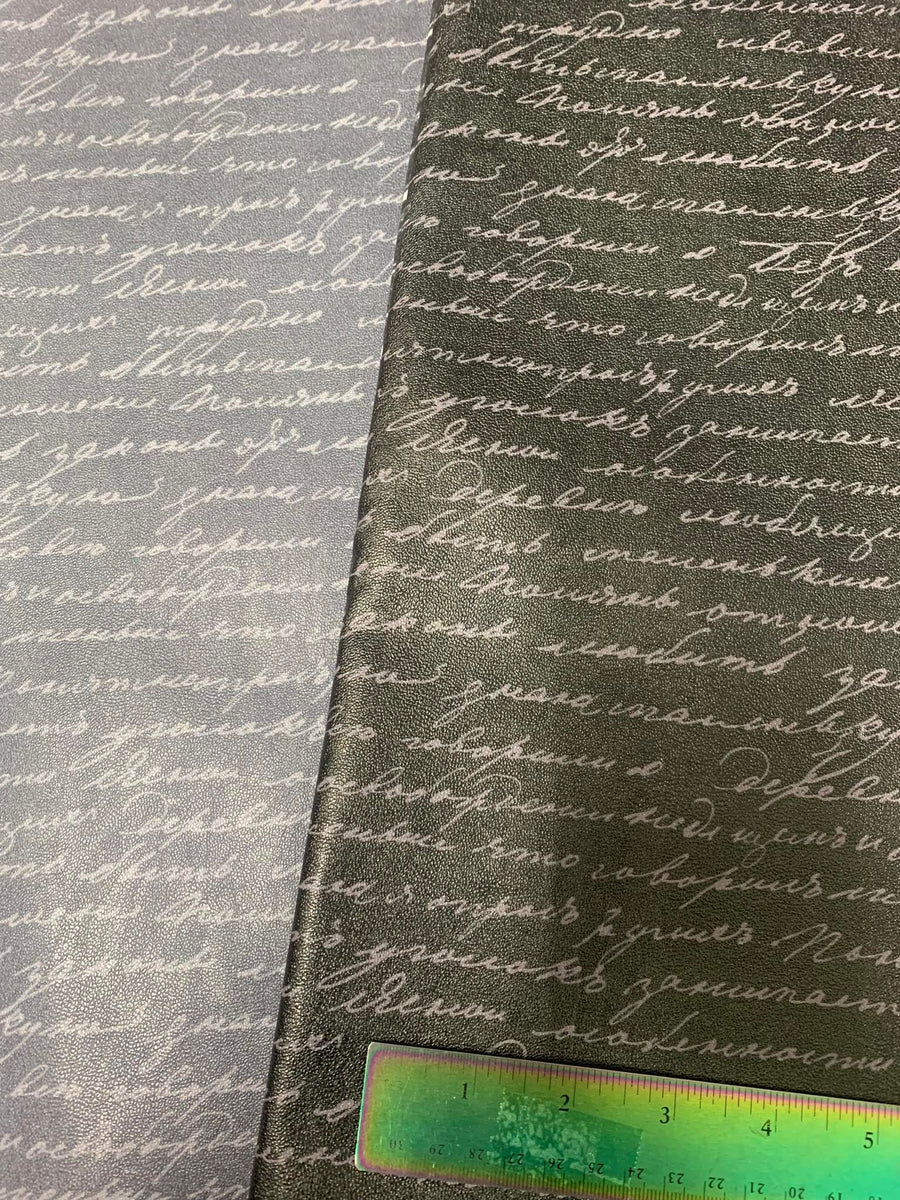 Handwriting Grey - Faux Leather – MarbleNZ Fabrics